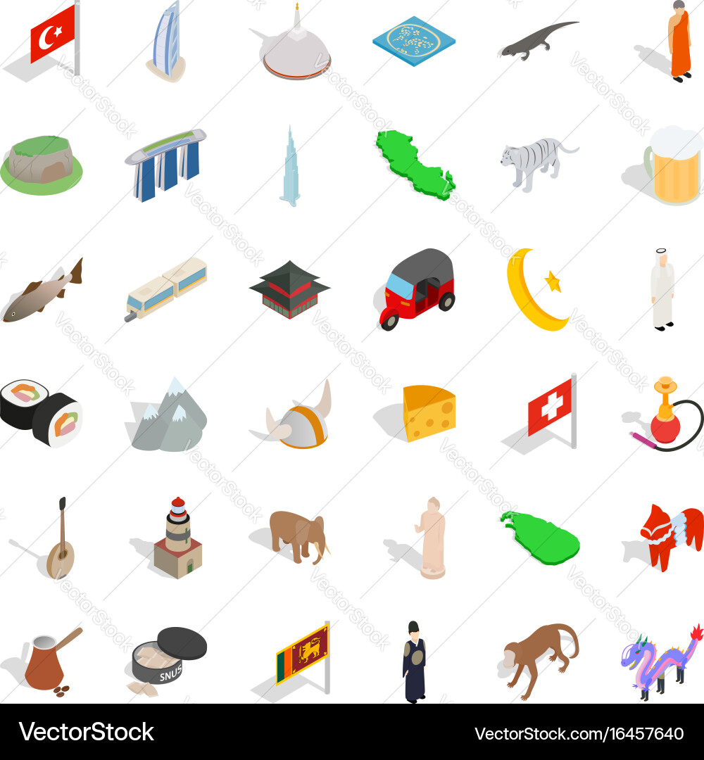 World architecture icons set isometric style Vector Image