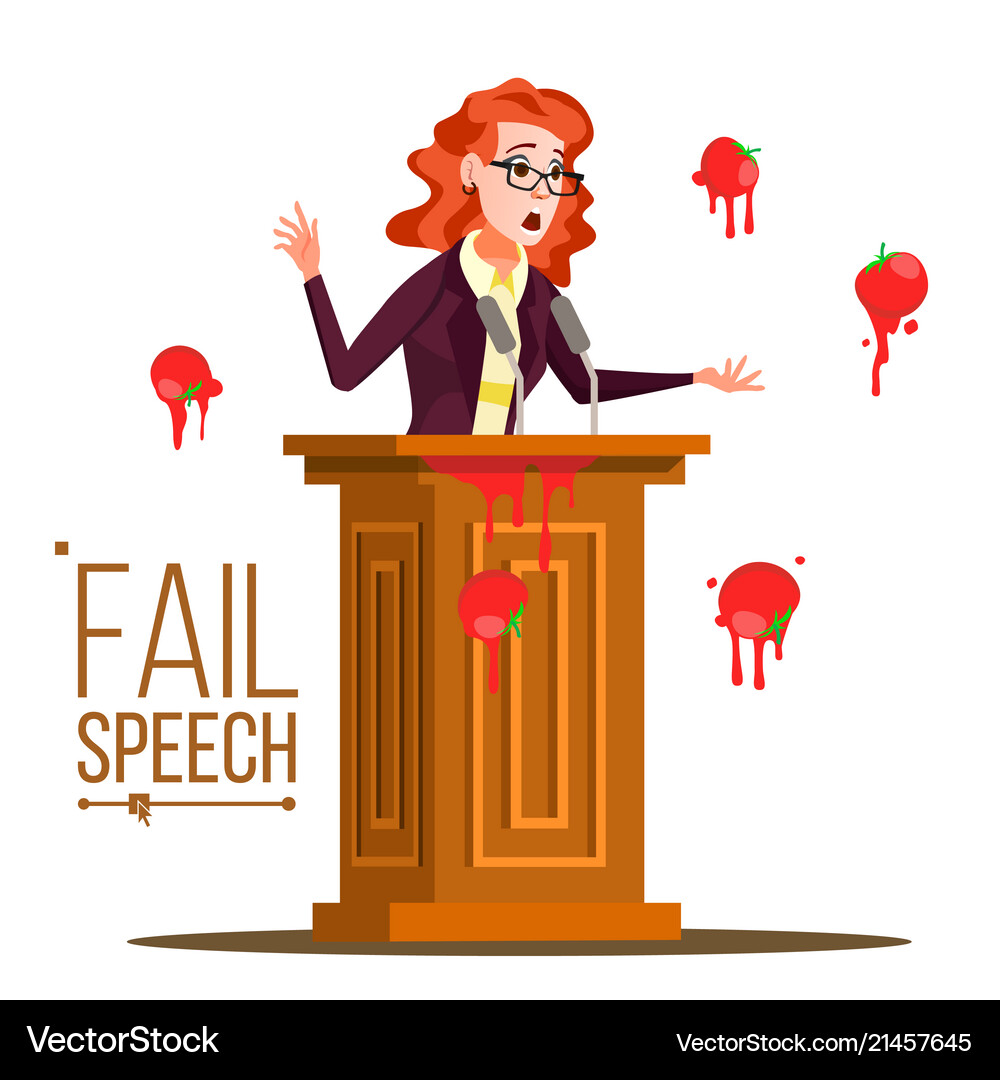 Business woman fail speech unsuccessful Royalty Free Vector