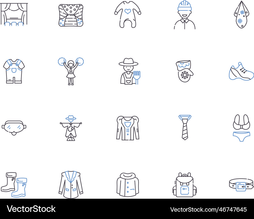 Clothes outline icons collection apparel Vector Image