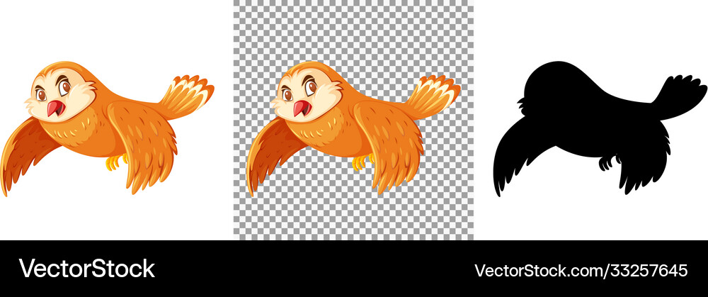Cute orange bird cartoon character Royalty Free Vector Image