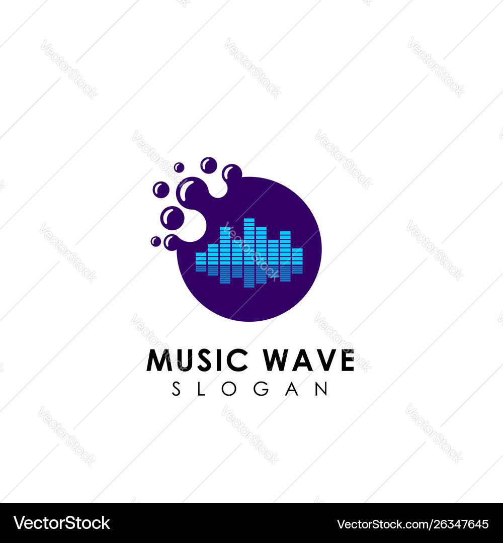 Dots sound wave logo design music icon Royalty Free Vector