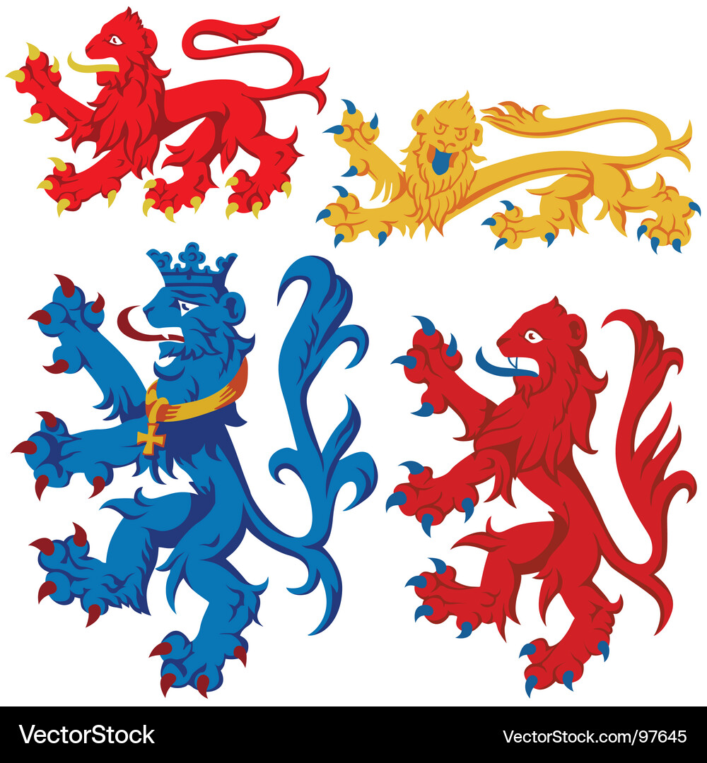 Heraldic lions Royalty Free Vector Image - VectorStock