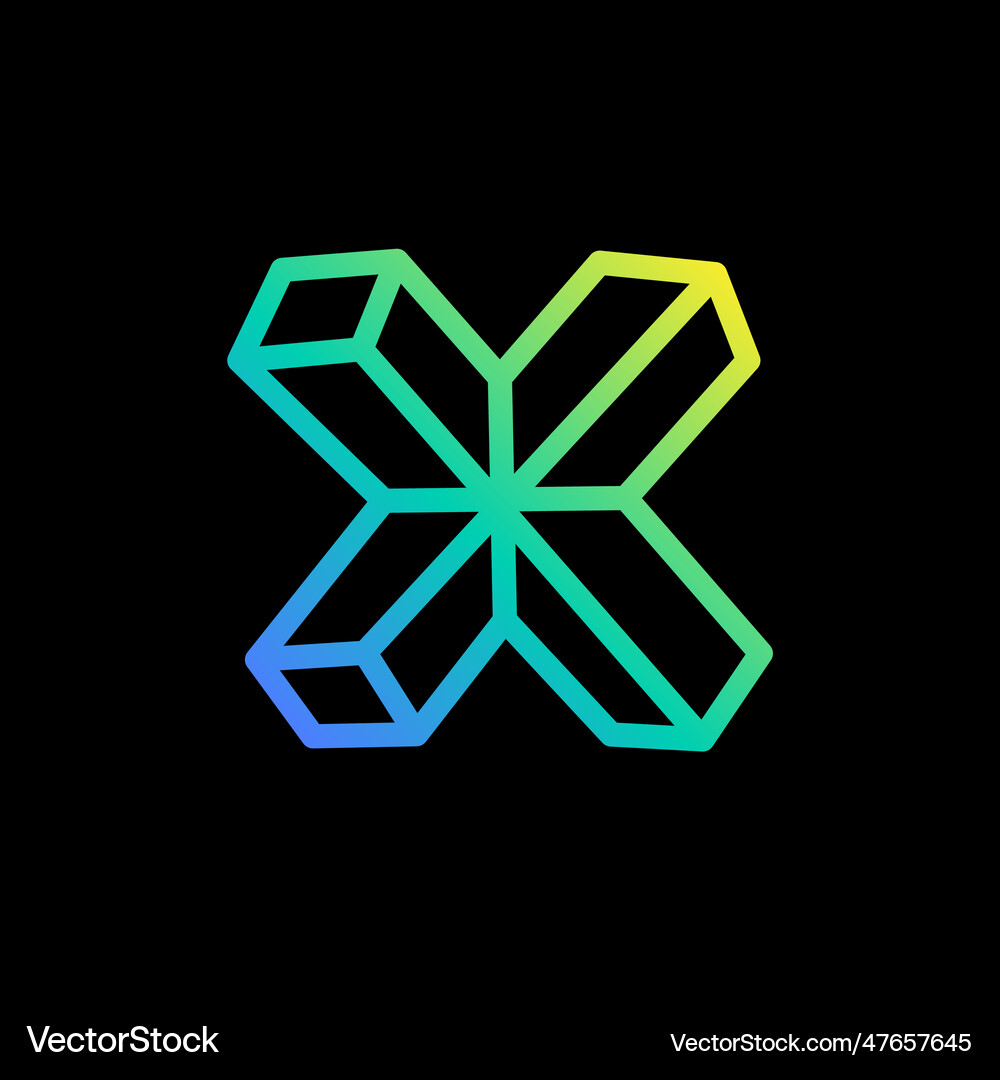 Isometric x letter logo neon lights emblem Vector Image