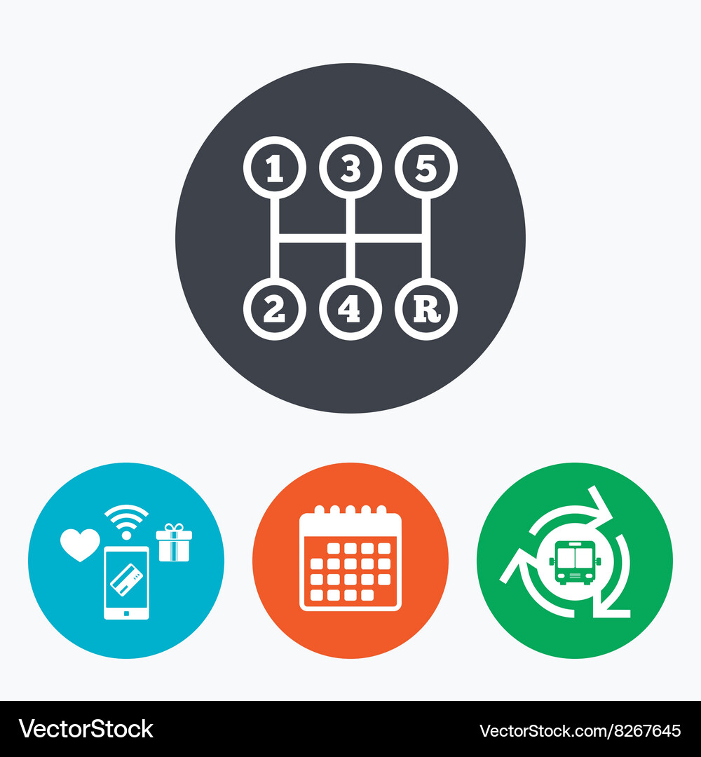 Manual transmission sign icon mechanic control Vector Image