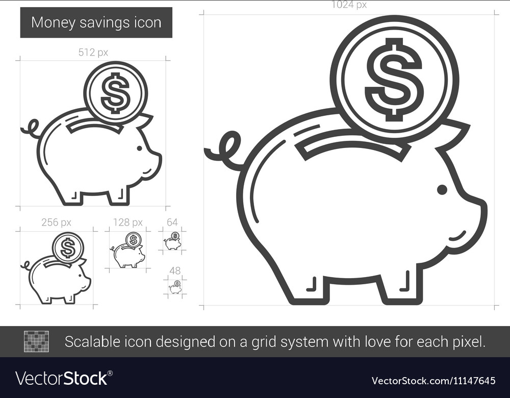 Money savings line icon Royalty Free Vector Image
