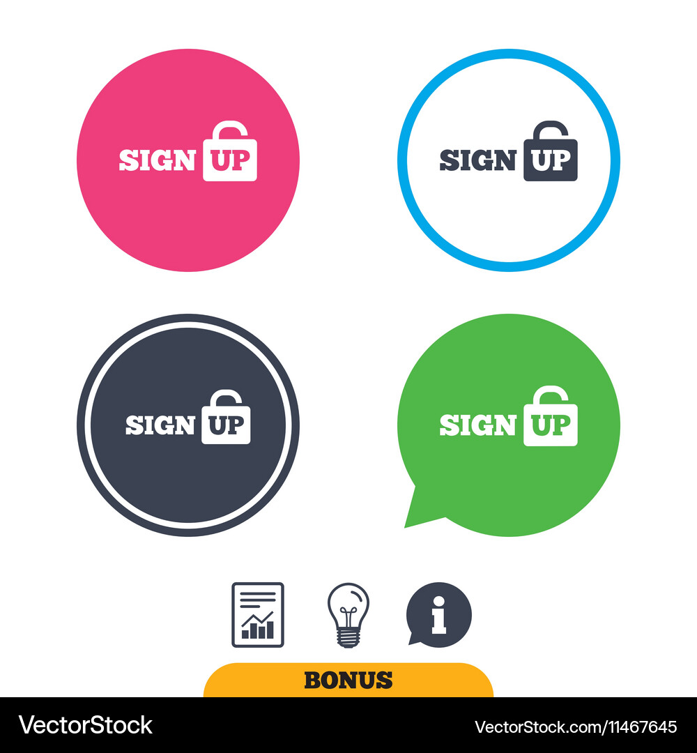 Sign up icon registration symbol Royalty Free Vector Image