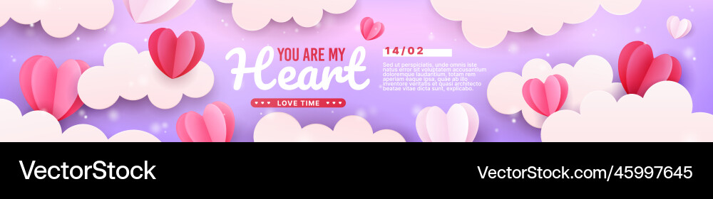 St valentine day heart and clouds paper Royalty Free Vector