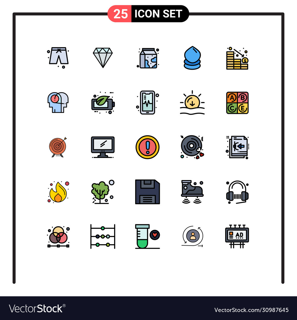 User interface pack 25 basic filled line flat Vector Image