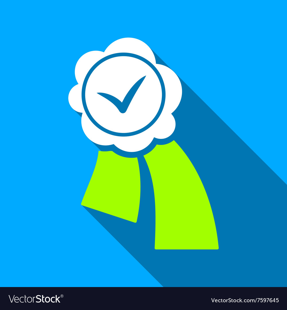 Validation seal flat long shadow square icon Vector Image