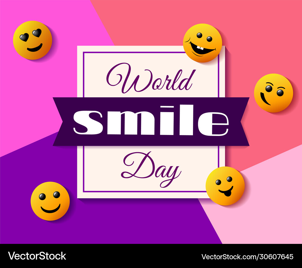 World smile day bright greeting card Royalty Free Vector