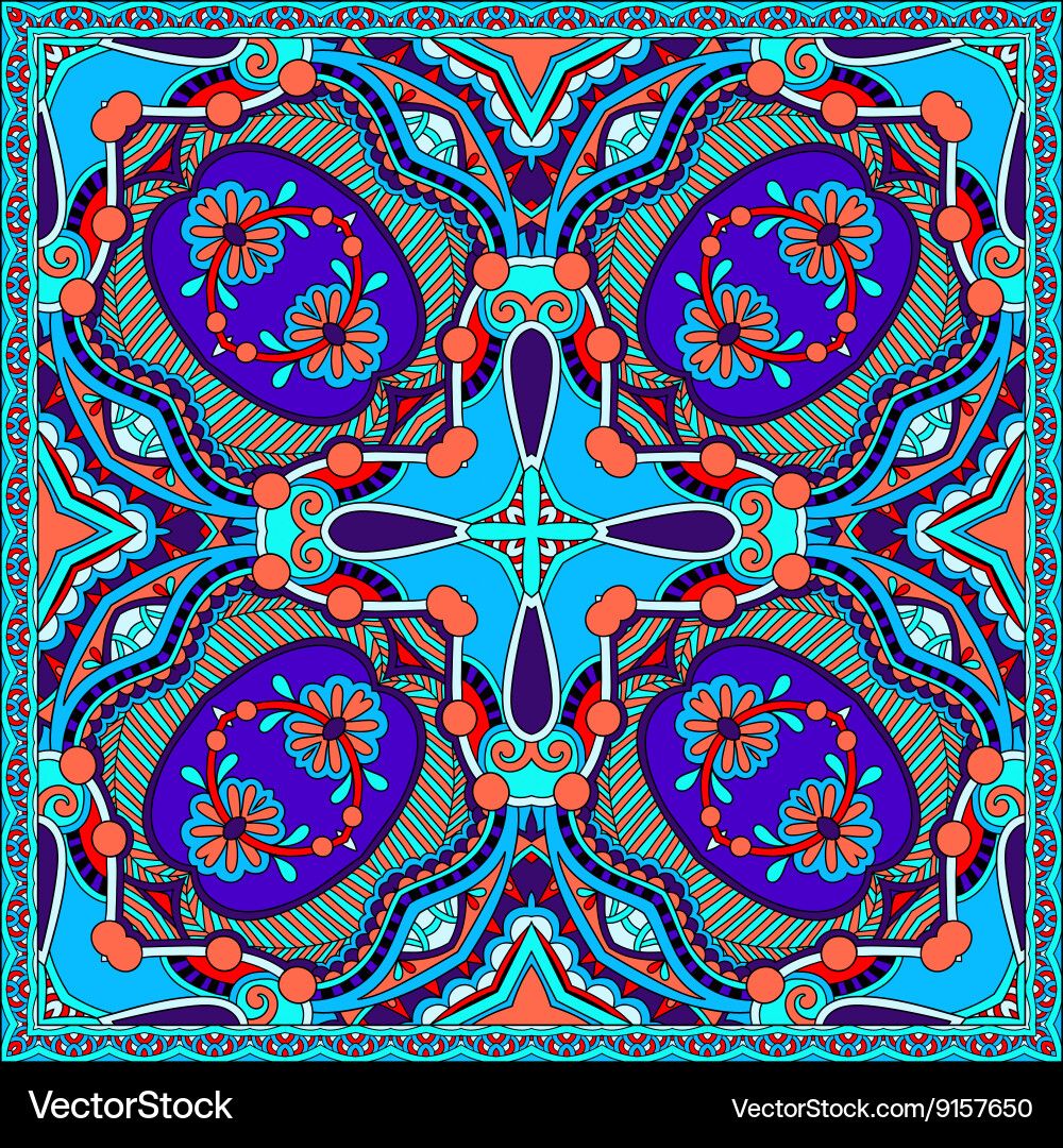 Authentic silk neck scarf or kerchief square Vector Image