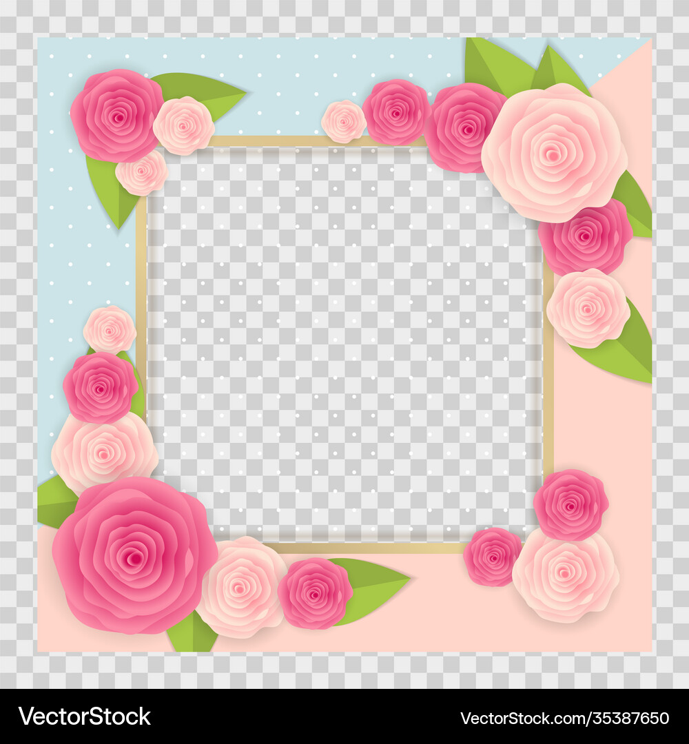 Cute background with frame and flowers collection Vector Image