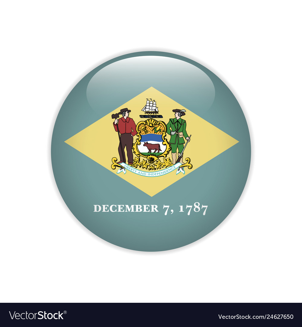 Flag delaware button Royalty Free Vector Image