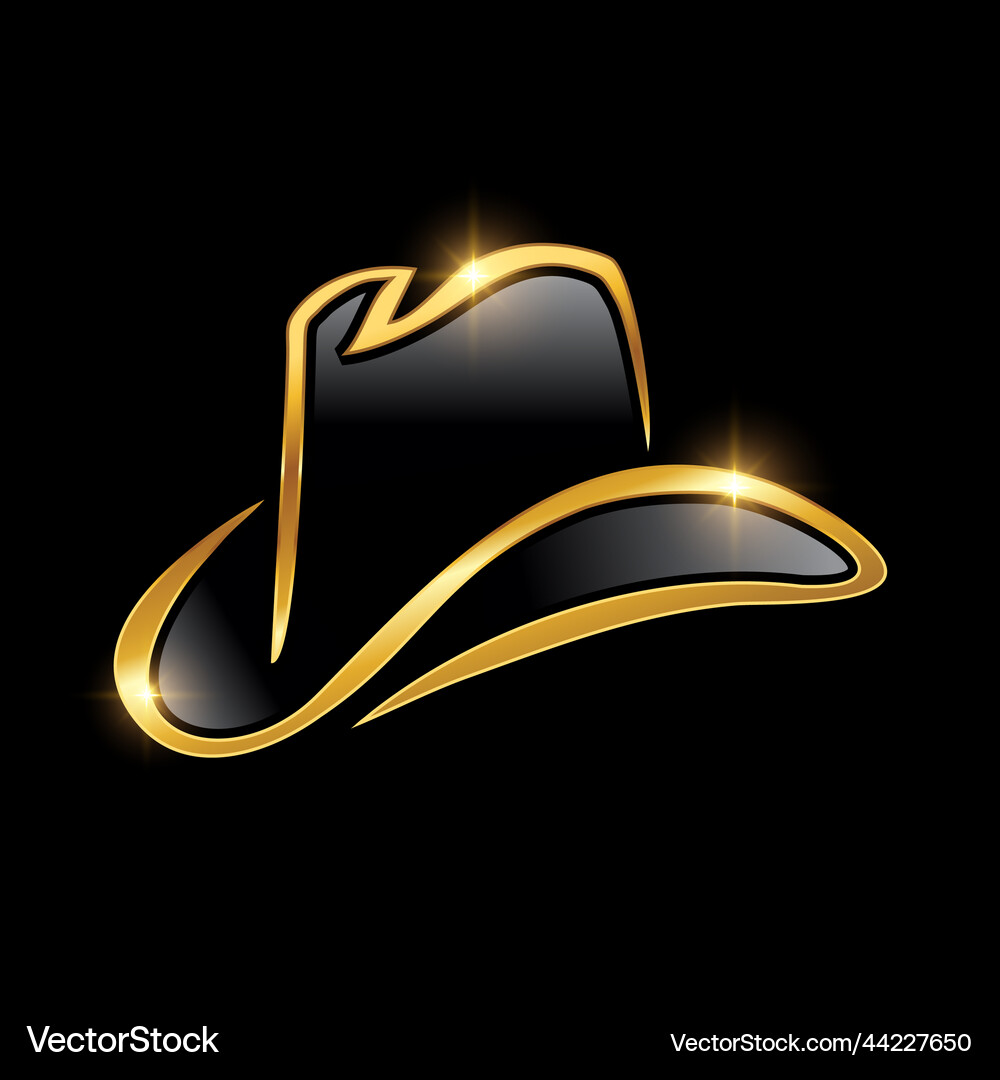Golden cowboy hat sign Royalty Free Vector Image