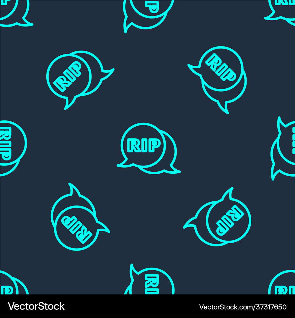 Green line speech bubble rip death icon isolated Vector Image