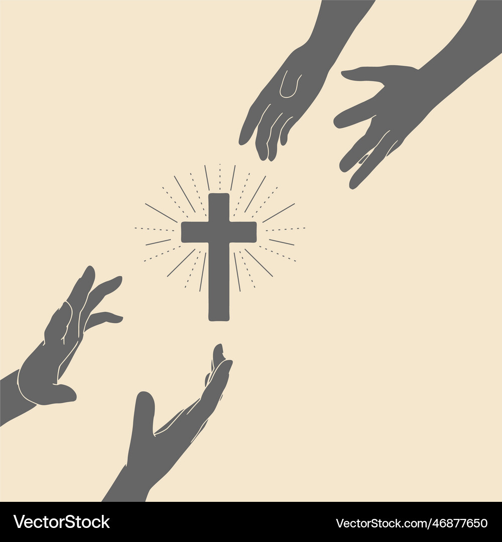 Human hands reaching out to one another almost Vector Image