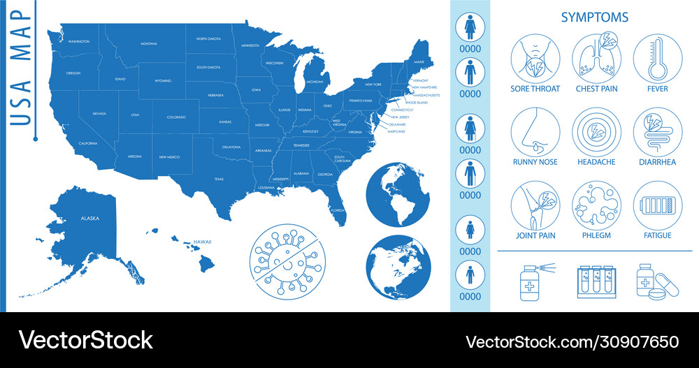 Map united states america Royalty Free Vector Image
