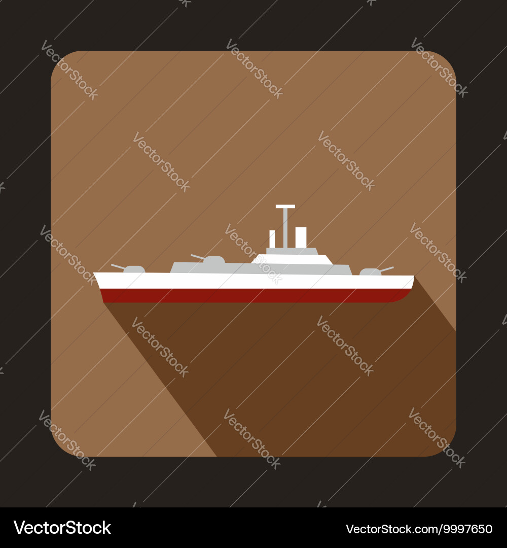 Military ship icon flat style Royalty Free Vector Image