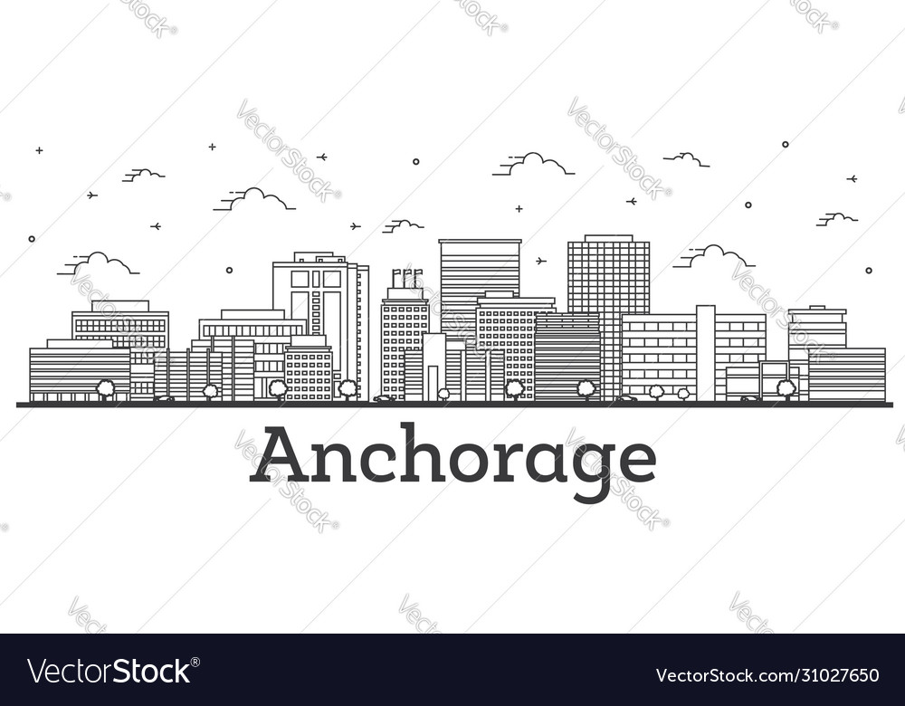 Outline anchorage alaska city skyline with modern Vector Image Outline anchorage alaska city skyline with modern Vector Image