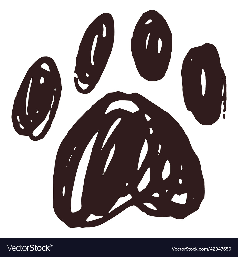 Paw hand drawn simple high quality Royalty Free Vector Image