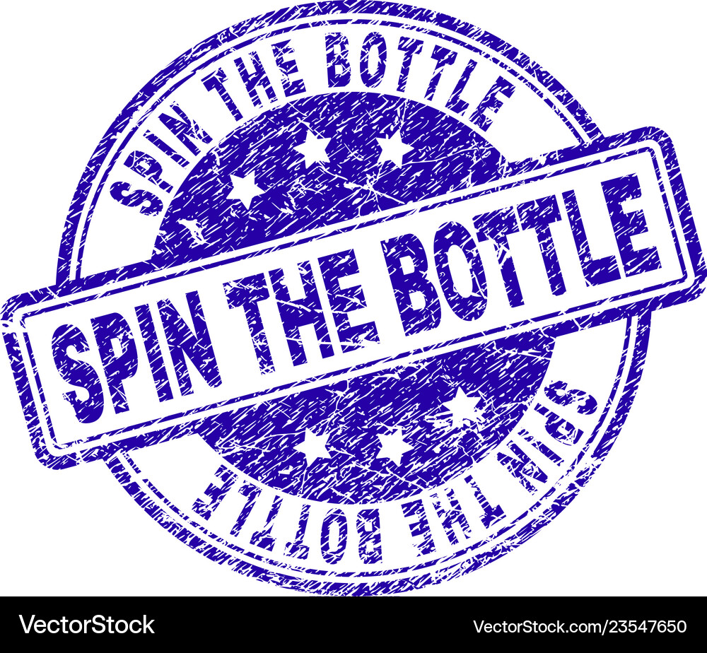 Scratched textured spin the bottle stamp seal Vector Image