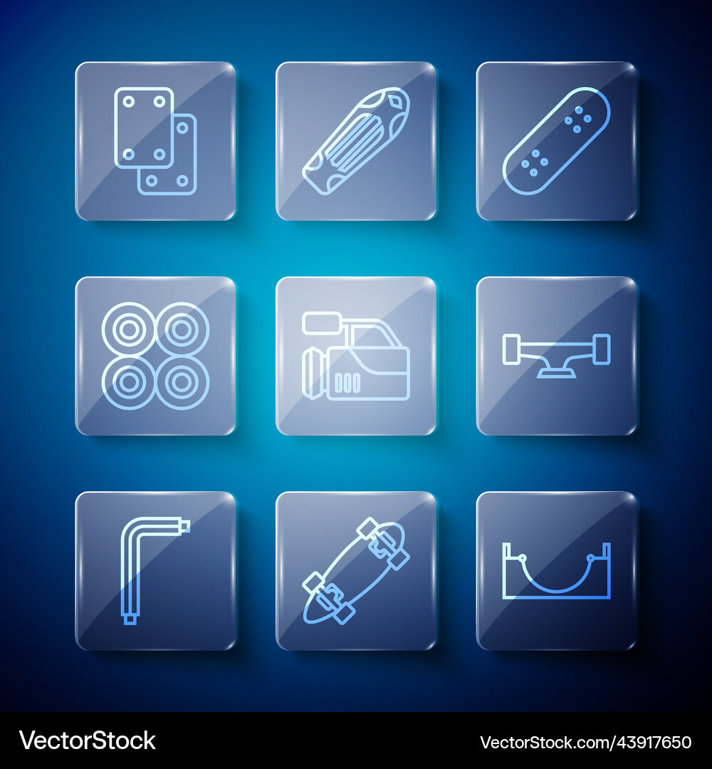 Set line tool allen keys longboard or skateboard Vector Image