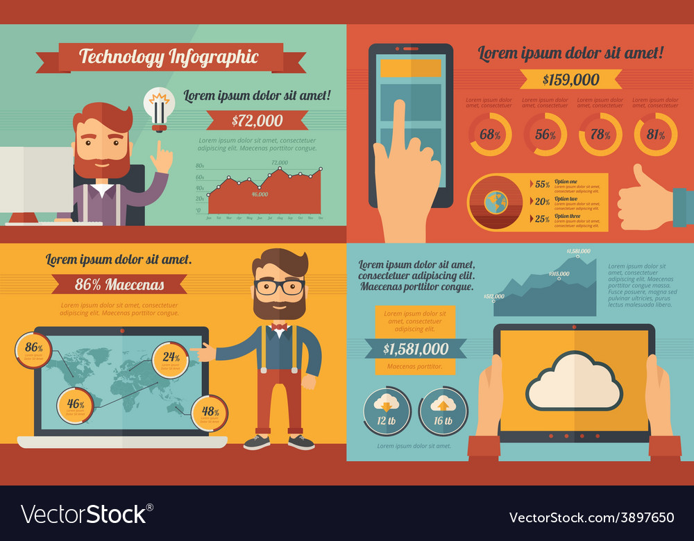 Technology infographic elements Royalty Free Vector Image