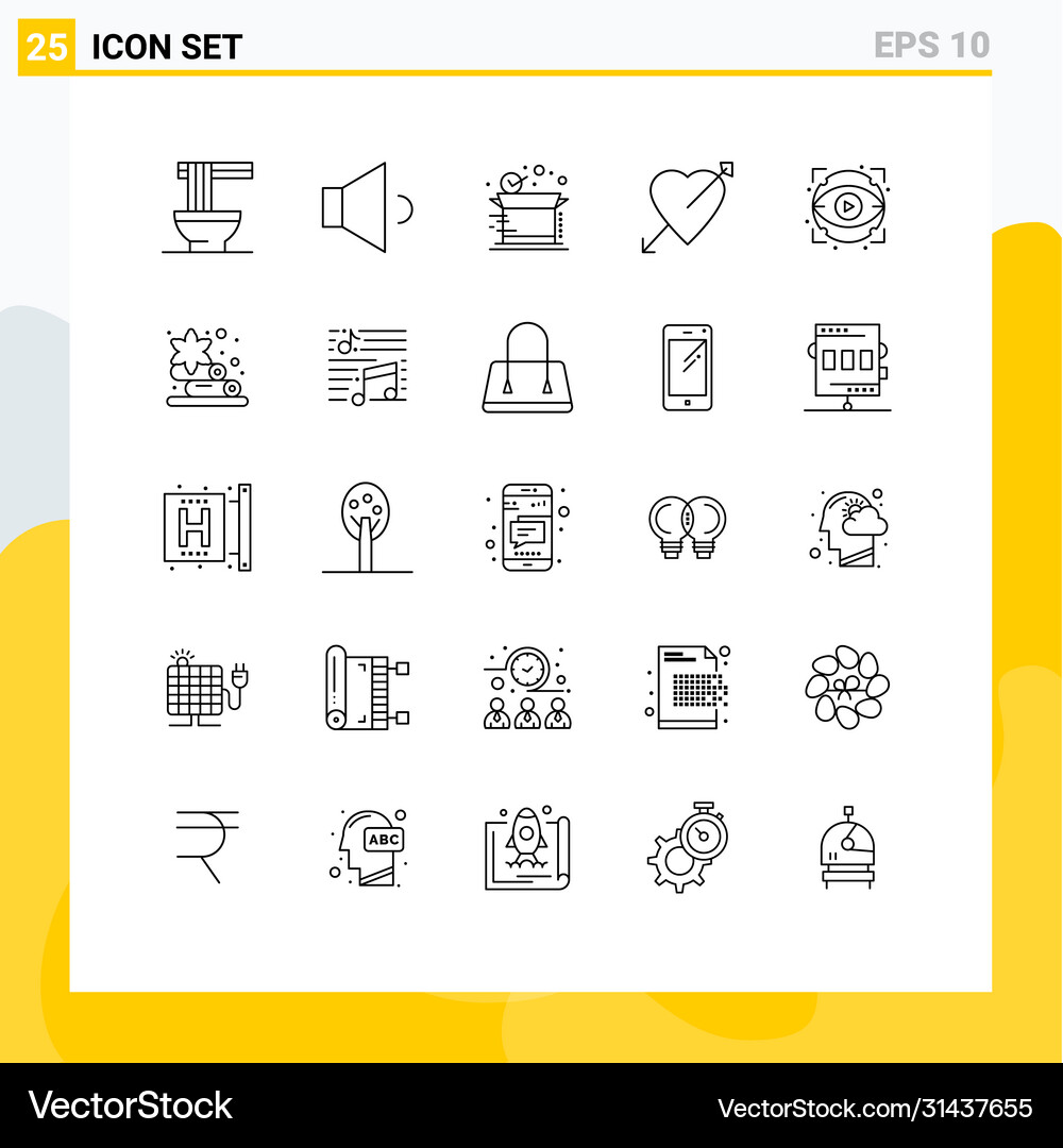 25 universal line signs symbols view eye Vector Image