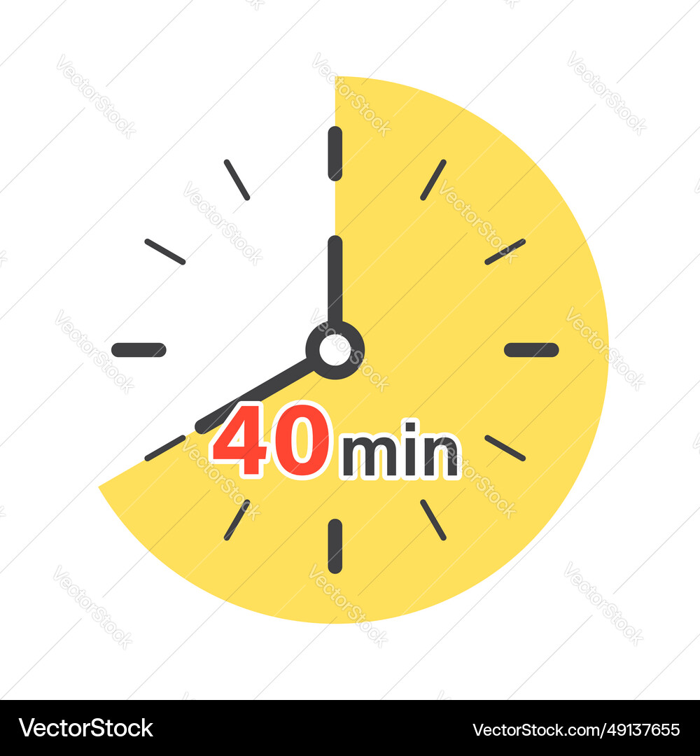 40 minutes on stopwatch icon in flat style clock Vector Image