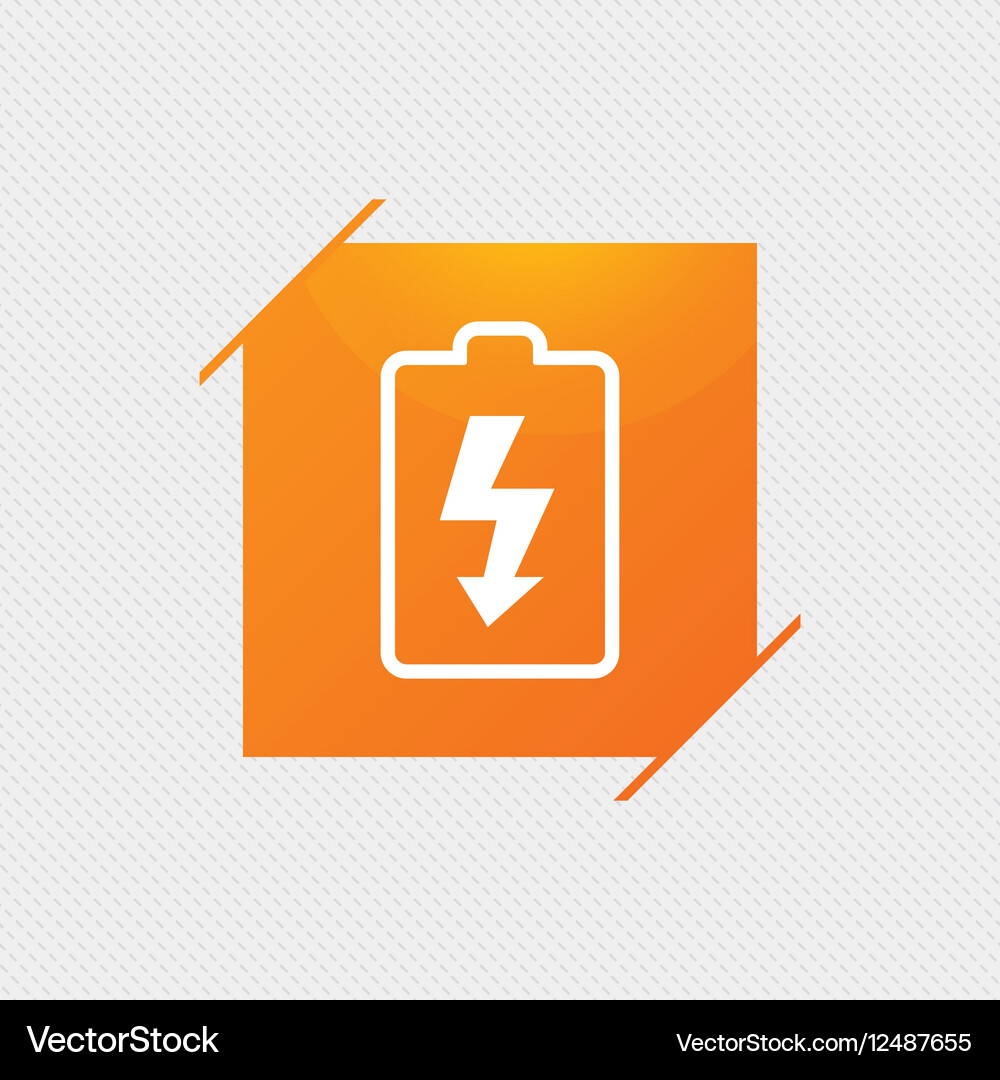 Battery charging sign icon Lightning symbol Vector Image