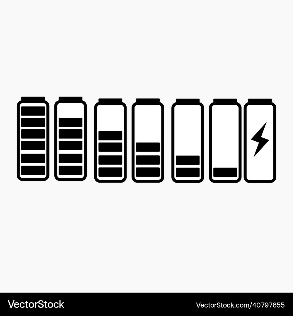 Battery symbol collection set of Royalty Free Vector Image