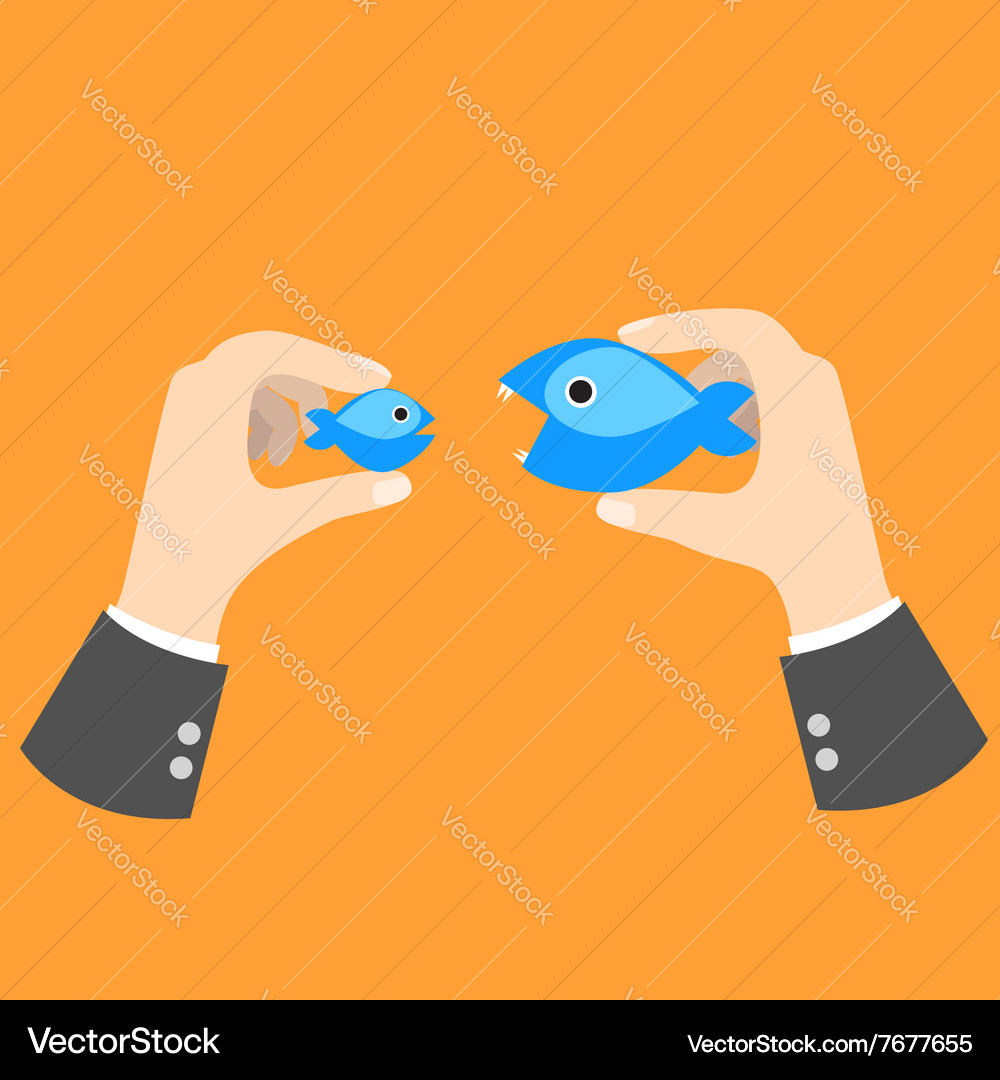 Big fish eat small business concept metaphor Vector Image