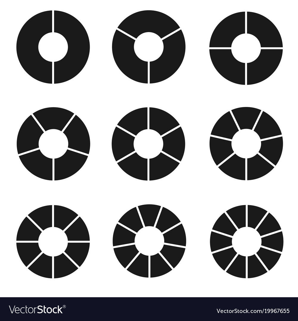 Black segmented circle set Royalty Free Vector Image