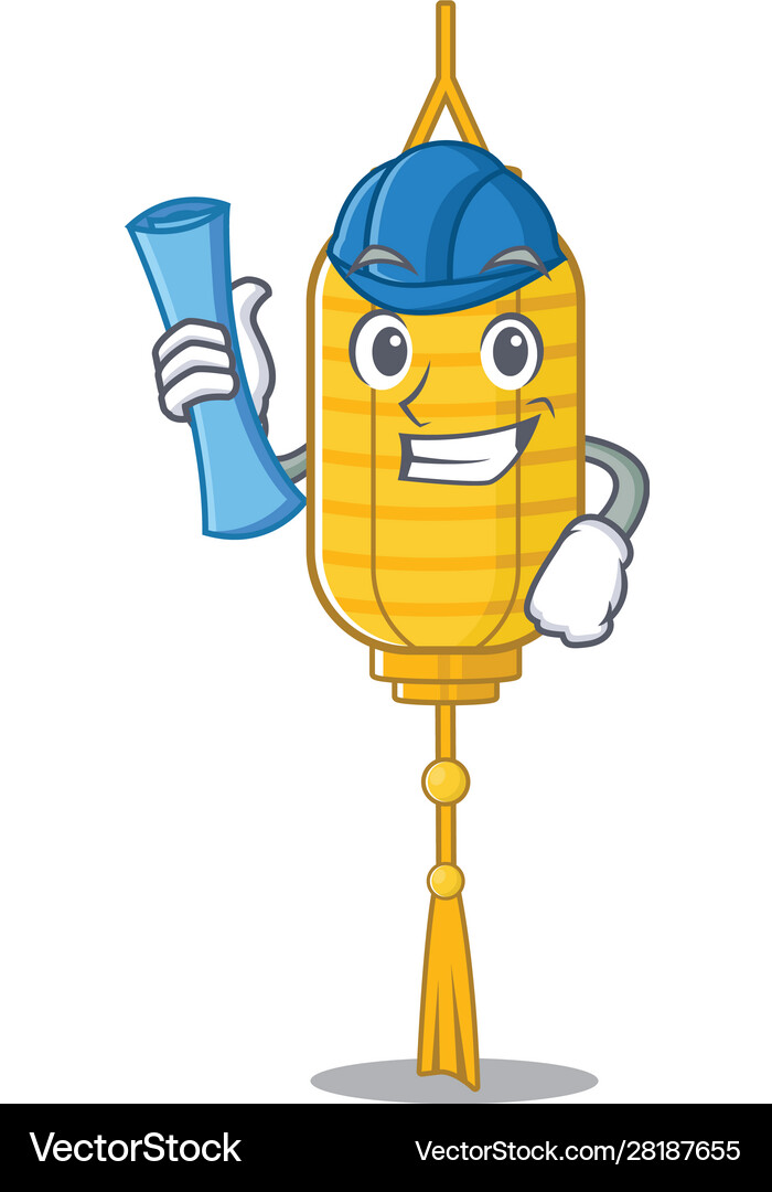 Cheerful architect lamp hanging cartoon style Vector Image