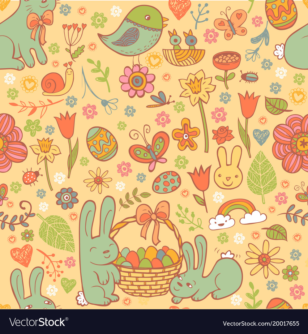 Cute easter seamless pattern Royalty Free Vector Image