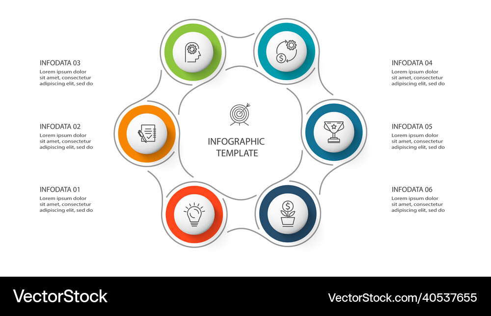Diagram concept for infographic with 6 steps Vector Image