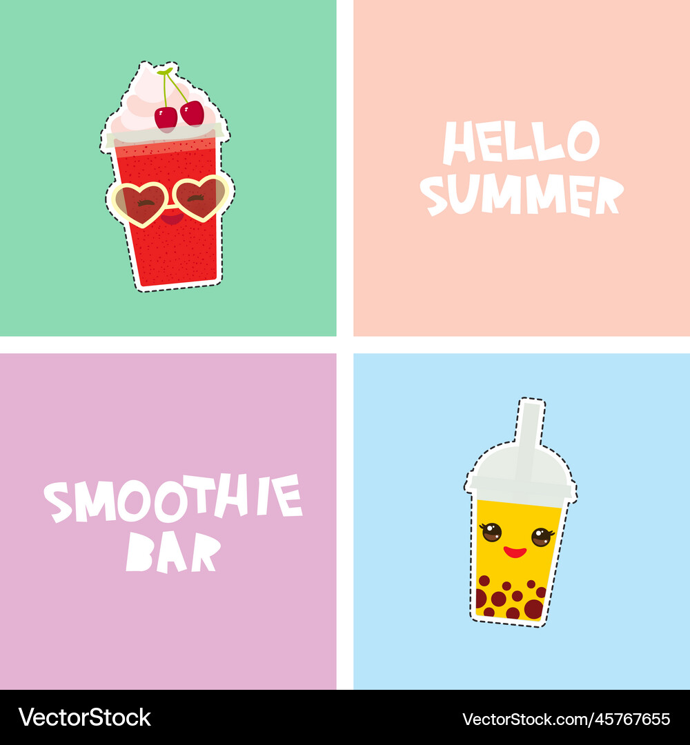 Hello summer smoothie bar bright tropical card Vector Image