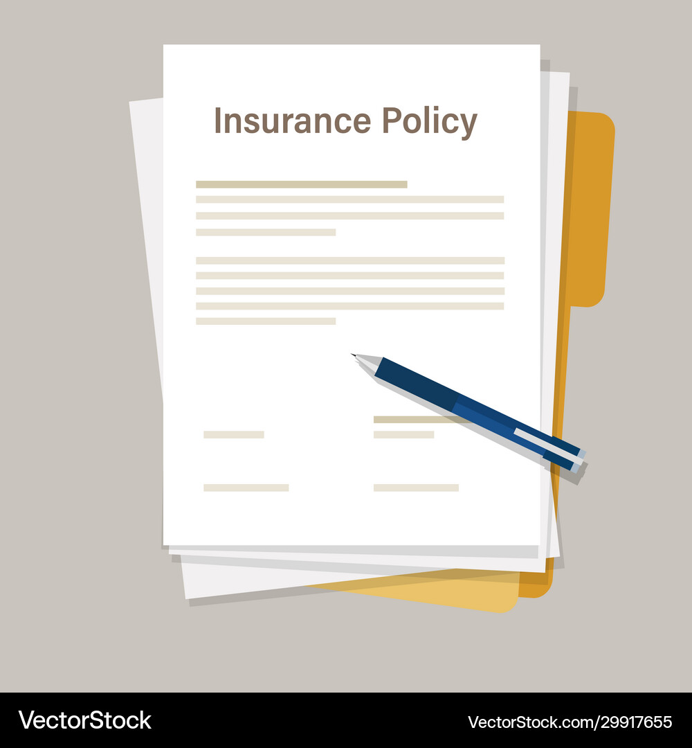 Insurance policy paperwork agreement with pen Vector Image