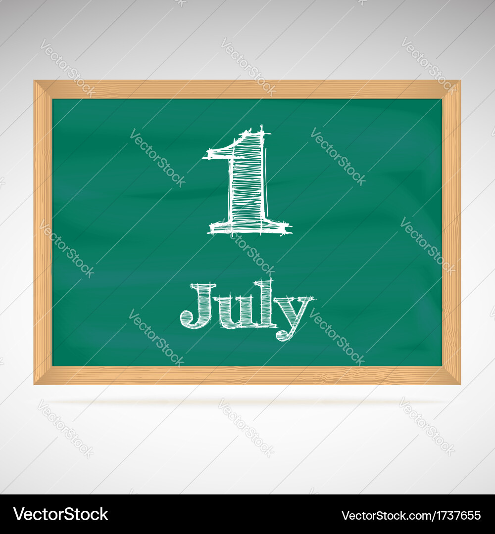 July 1 day calendar school board date Royalty Free Vector