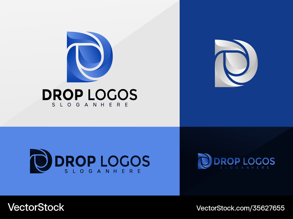 Letter d drop logo brand identity logo design Vector Image