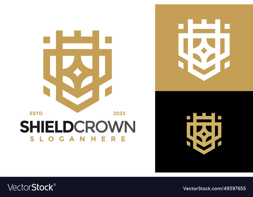 Luxury shield crown logo design symbol icon Vector Image