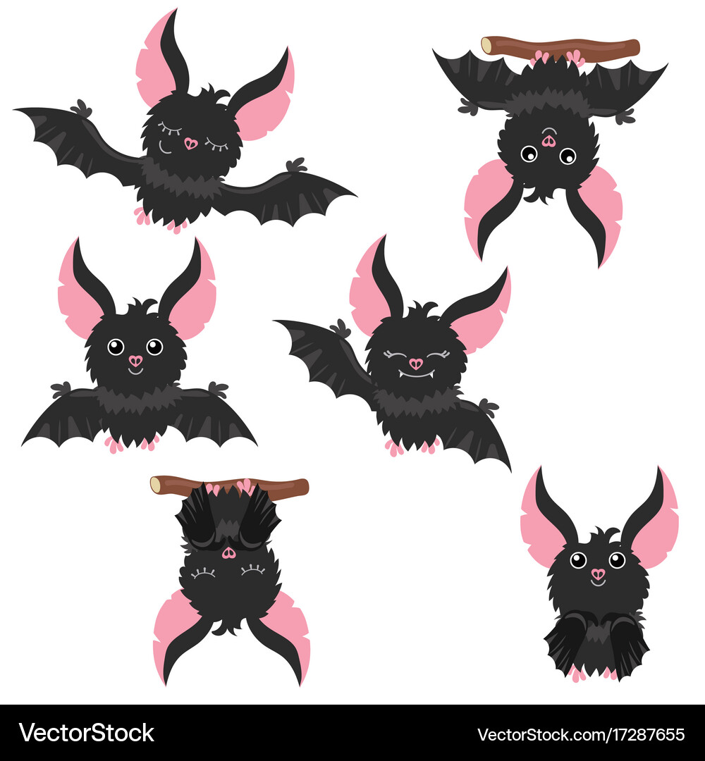 Set of cartoon bats Royalty Free Vector Image - VectorStock