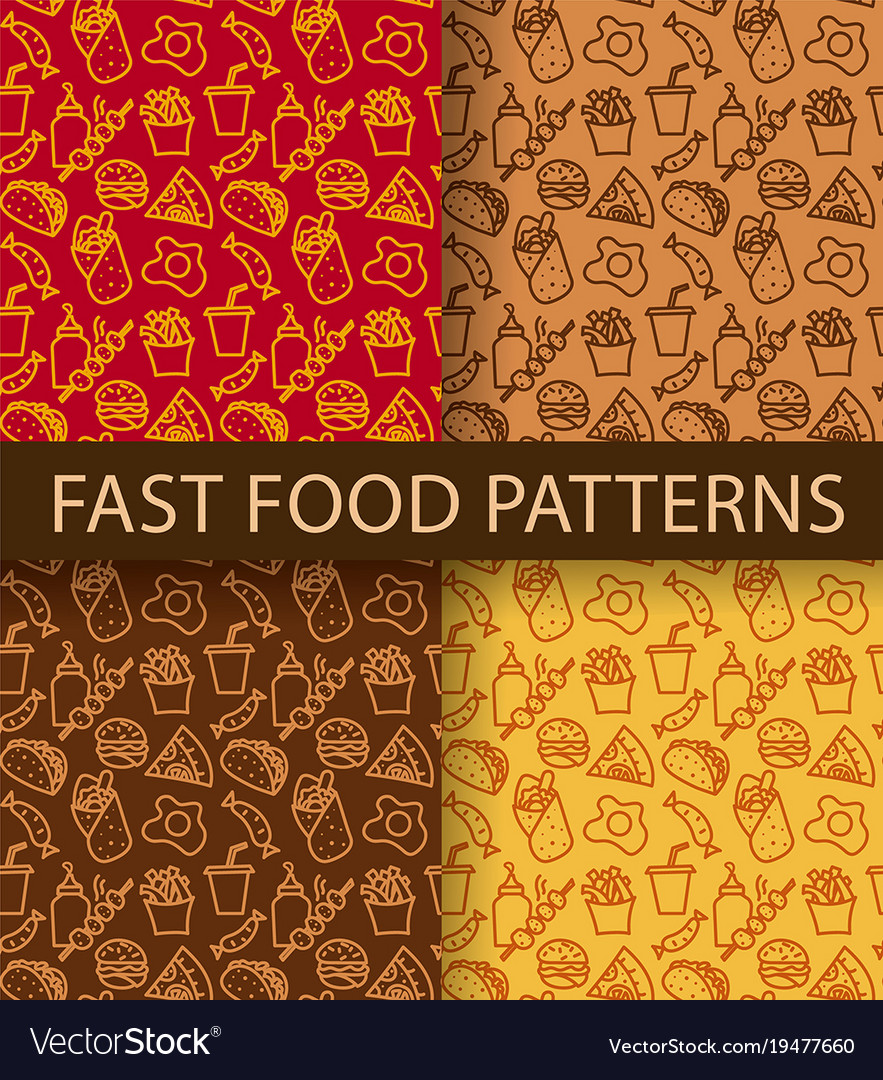 Fast food seamless patterns Royalty Free Vector Image