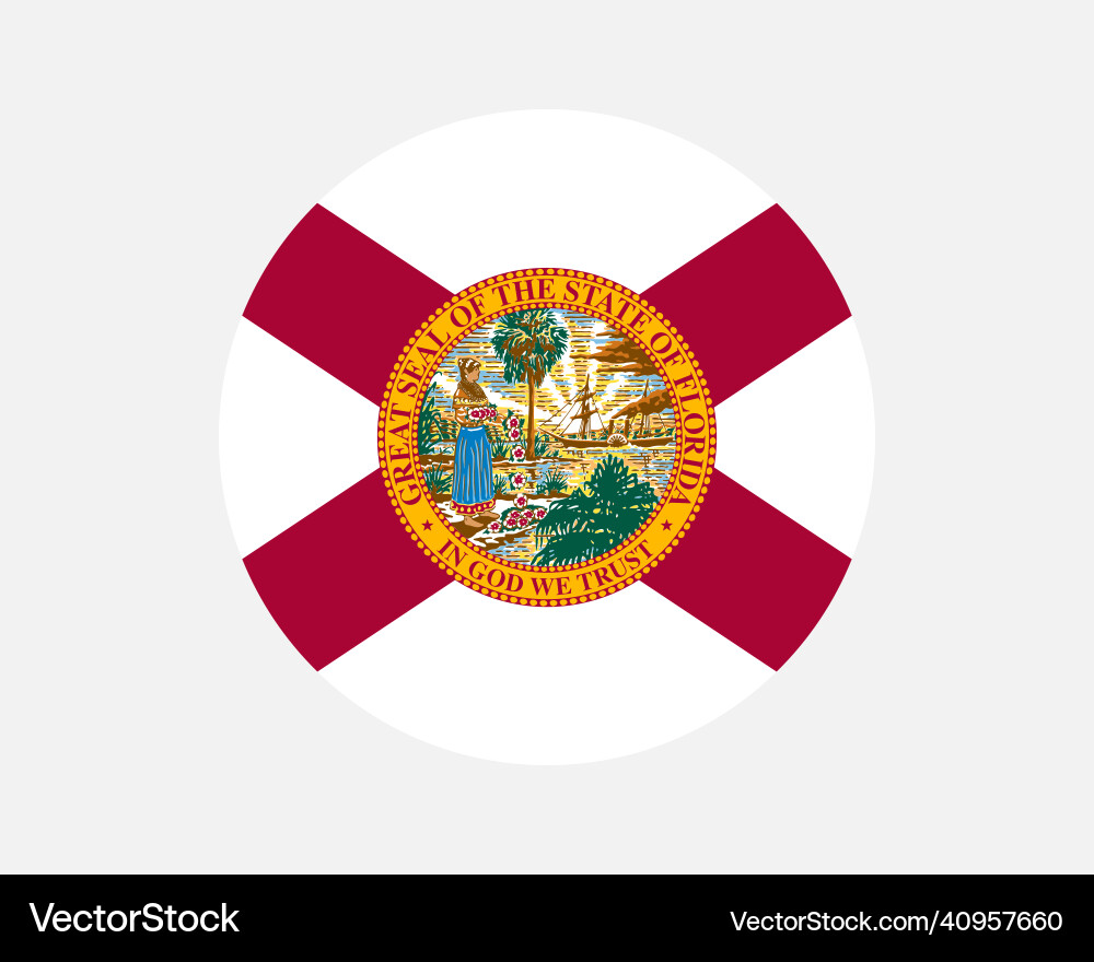 Florida fl usa us round circle circular state flag