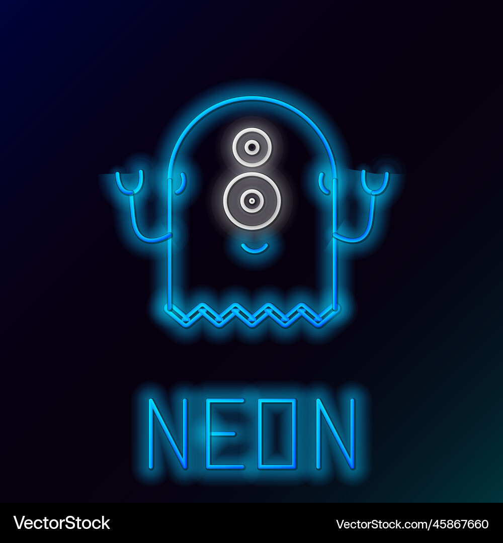 Glowing neon line alien icon isolated on black Vector Image