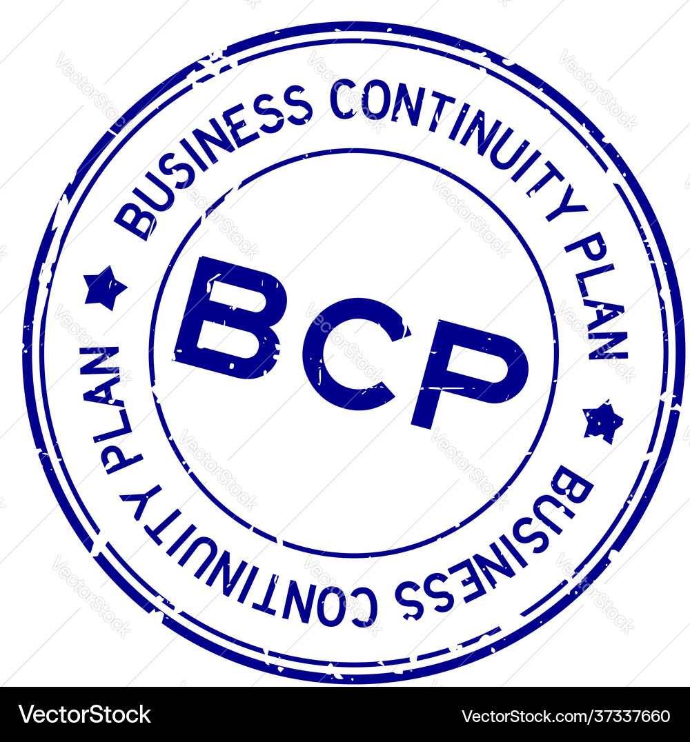 Grunge blue bcp abbreviation business continuity Vector Image