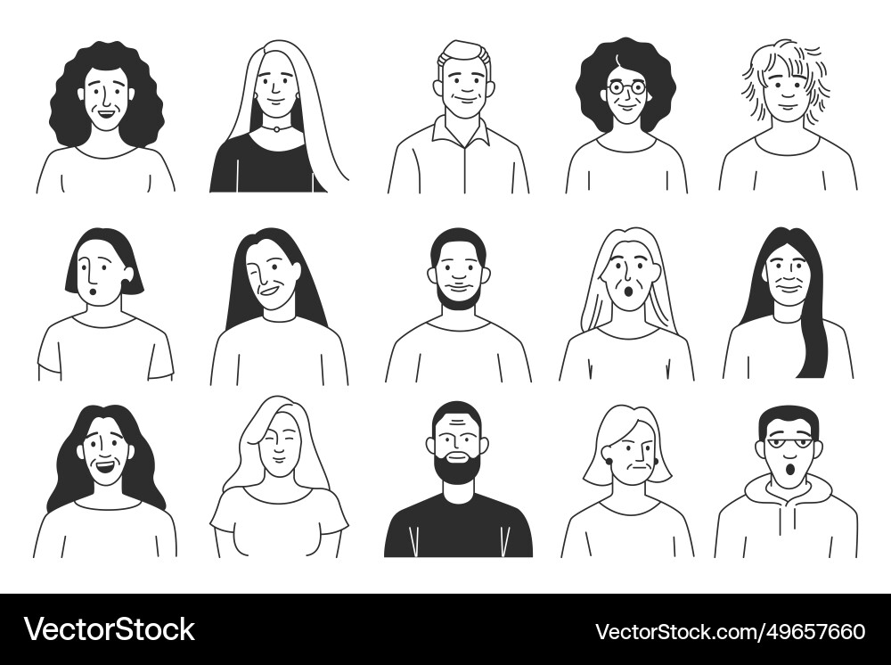 Hand drawn doodle characters cartoon outline Vector Image