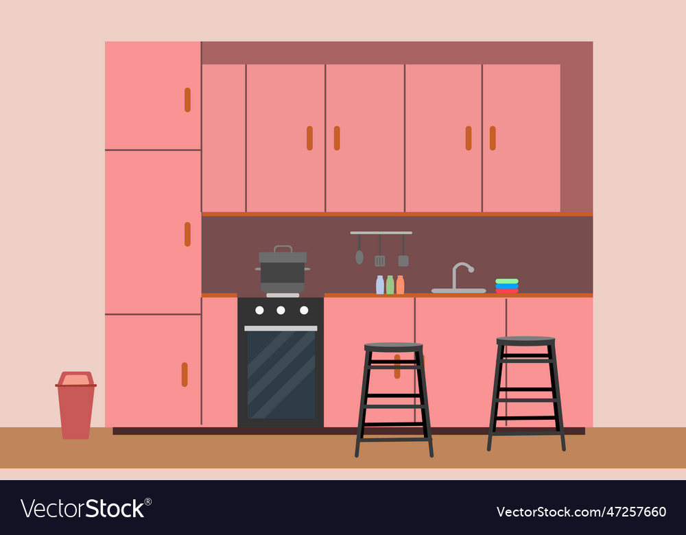 Kitchen set flat Royalty Free Vector Image - VectorStock
