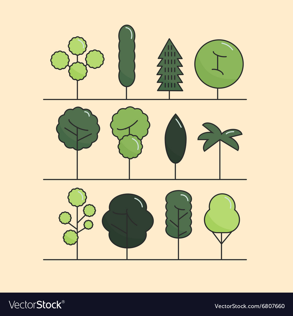 Modern flat trees set tree icons Royalty Free Vector Image