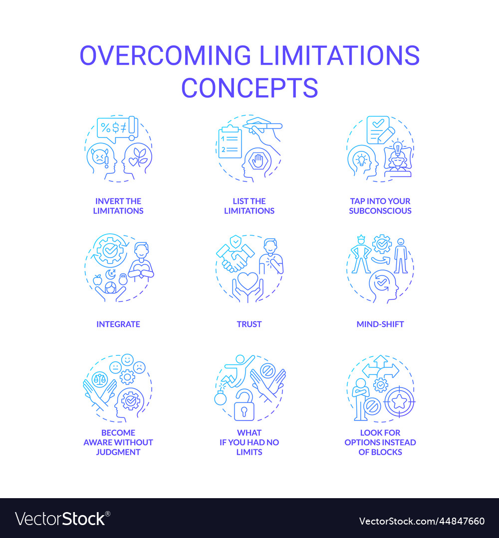 Overcoming limitations blue gradient concept Vector Image Overcoming limitations blue gradient concept Vector Image